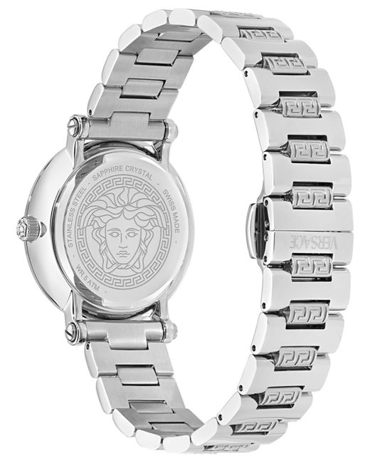 Versace Swiss Greca Sphere Steel Bracelet Watch 35mm in Gray | Lyst