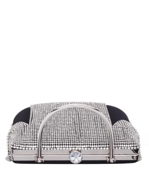 Nina Crystal Chain Cascade Fringe Satchel Bag in White | Lyst