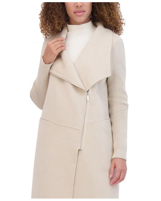 Kenneth Cole Double Face Wool Coat in Natural | Lyst