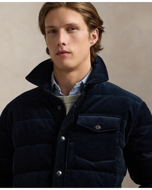 Polo Ralph Lauren Quilted Corduroy Shirt Jacket in Blue for Men | Lyst
