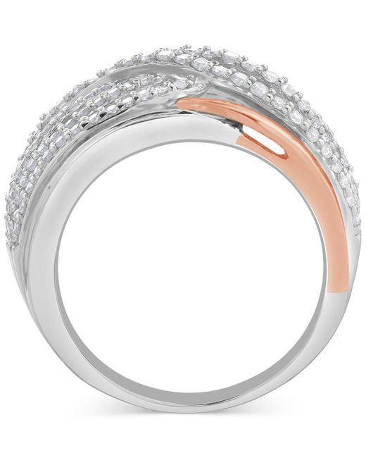 Macy's Diamond Multirow Openwork Crossover Ring (1 Ct. T.w. in White | Lyst