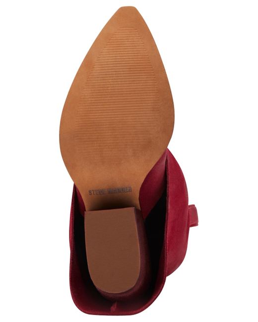 Steve Madden Sorvino Slouch Cuffed Western Boots in Red | Lyst