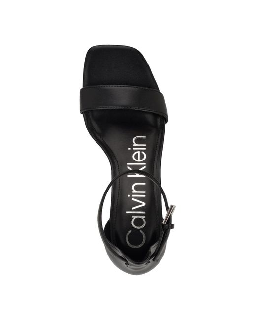 Calvin Klein Nolene Ankle Strap Block Heel Sandals in Black | Lyst
