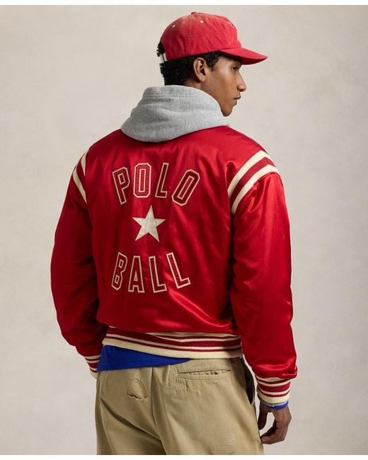 Polo Ralph Lauren Polo Ball Satin Rally Jacket in Red for Men | Lyst