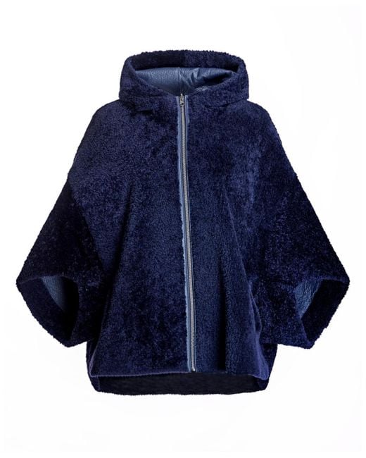 Julia & Stella By Maximilian Shearling Cape in Blue | Lyst