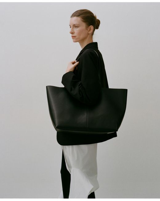 Mango Leather Shopper Bag in Black | Lyst