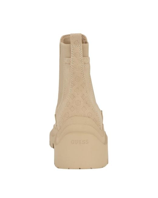 Guess Yesses Triple Triangle Lug Sole Gore Chelsea Boots in Natural | Lyst