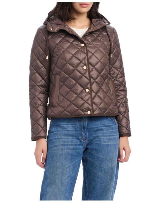 Kate Spade Hooded Packable Diamond Quilted Jacket | Lyst