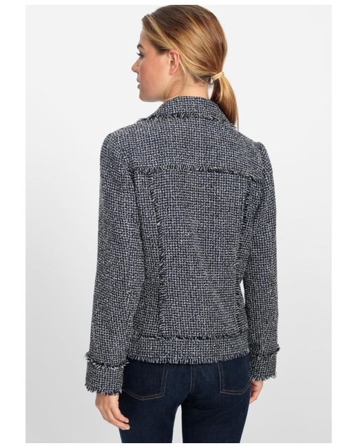Olsen Tweed Biker Style Jacket in Gray | Lyst