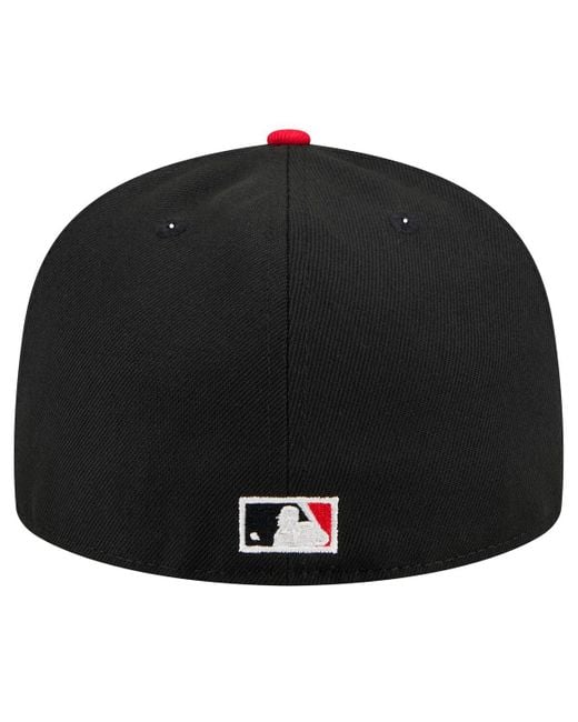KTZ Atlanta Braves Shadow Stitch 59fifty Fitted Hat in Red for Men | Lyst