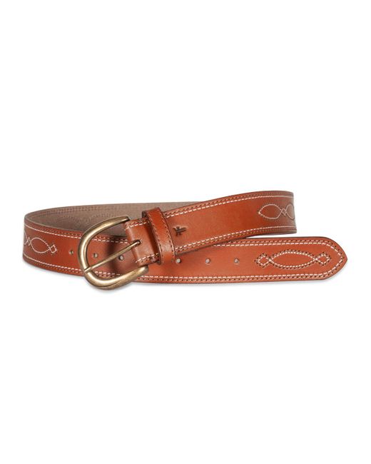 Frye Two-tone Stitch Belt in Brown | Lyst