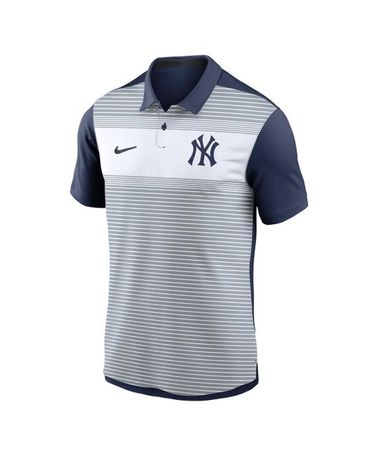 Nike White/navy New York Yankees Vapor Striped Performance Polo Shirt ...