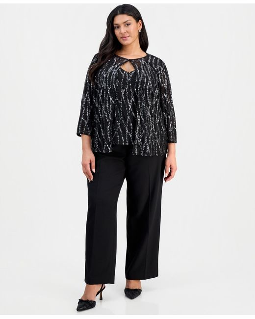 Alex Evenings Plus Size Sequin Jacket And Tank Set in Black | Lyst