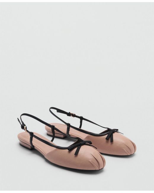Mango Sling Back Ballerina Shoes in Natural | Lyst