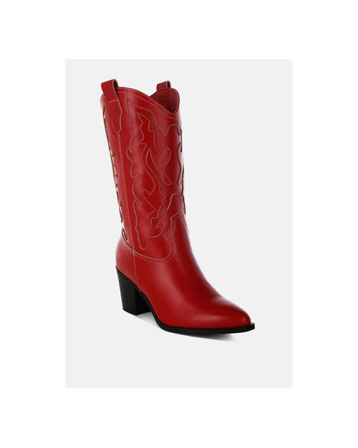 LONDON RAG Pakito Patchwork Detail Cowboy Boots in Red | Lyst