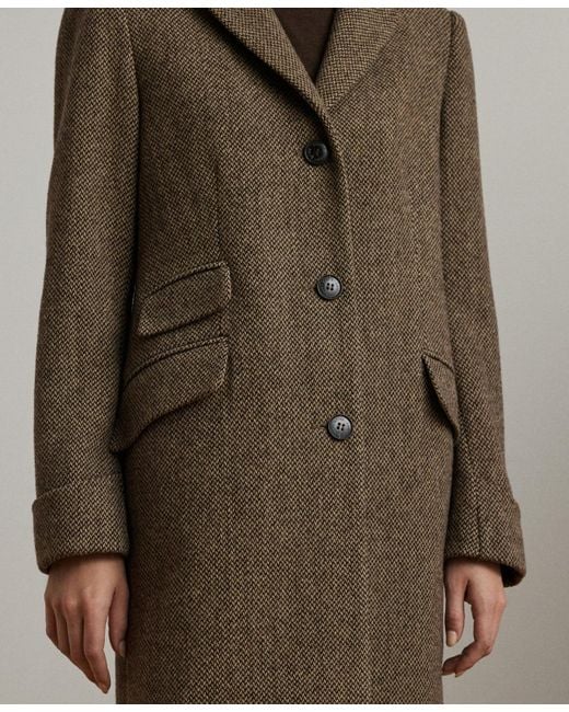 Ralph Lauren Petite Notched-collar Walker Coat in Brown | Lyst