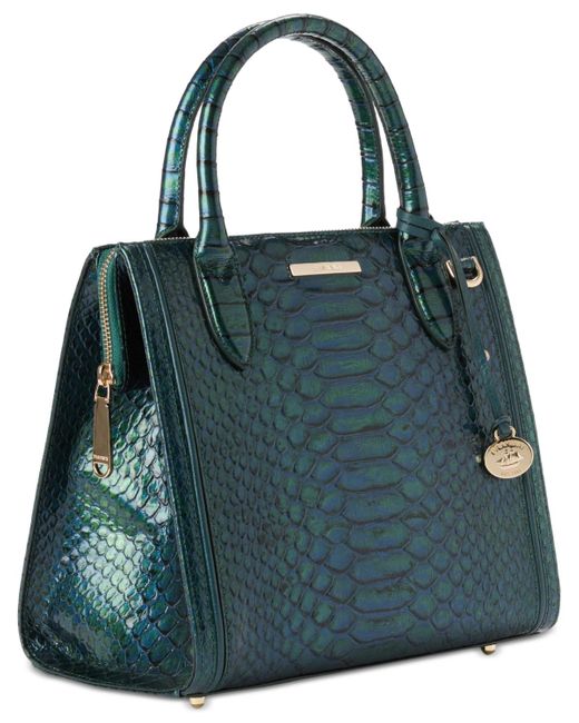 Brahmin Caroline Small Leather Satchel in Green | Lyst