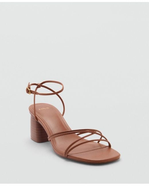 Mango Crossed Strap Heeled Sandals in Pink | Lyst
