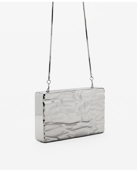 Mango Textured Clutch Bag in White | Lyst