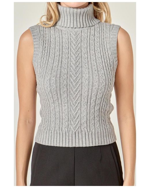 English Factory Cable Mock Neck Knit Top in Blue | Lyst