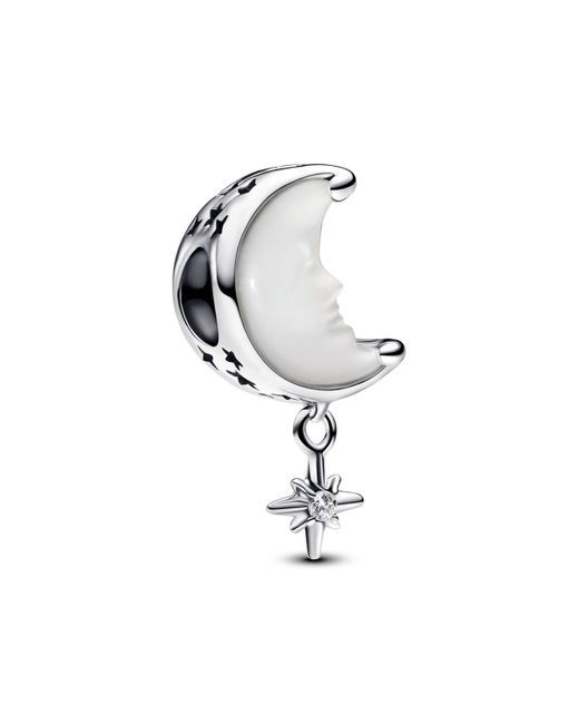 PANDORA Moon And Star Charm in White | Lyst