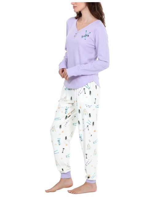Honeydew Intimates Travel Day Henley Fleece Pajama Set in Blue | Lyst