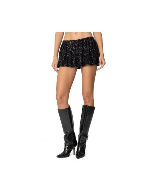 Edikted Sequin Bubble Micro Skort in Black | Lyst
