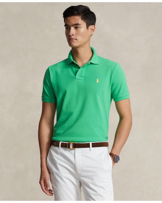 Polo Ralph Lauren Custom Slim Fit Mesh Polo in Green for Men | Lyst