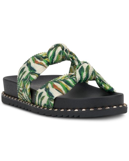 Jessica Simpson Caralyna Rhinestone Knotted Footbed Sandals in Green | Lyst