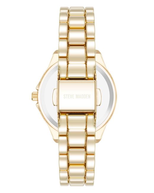 Steve Madden Everyday Black And Gold-tone Alloy Metal Bracelet Watch in ...