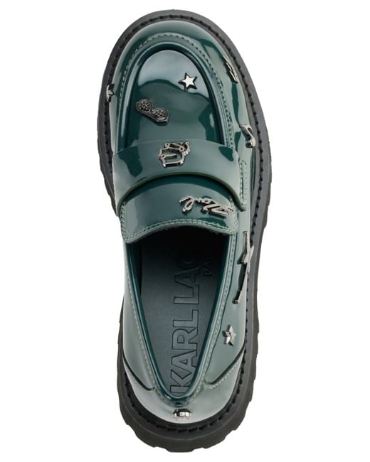 Karl Lagerfeld Gaston Rocker Almond Toe Lug Loafers in Green | Lyst