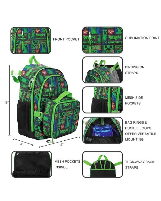 Minecraft Creeper 5-piece Backpack & Lunchbox Set in Green | Lyst