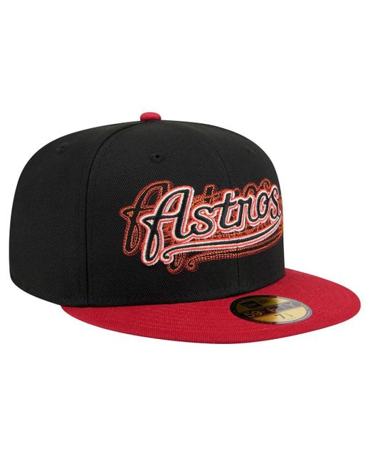 KTZ Houston Astros Shadow Stitch 59fifty Fitted Hat in Red for Men | Lyst