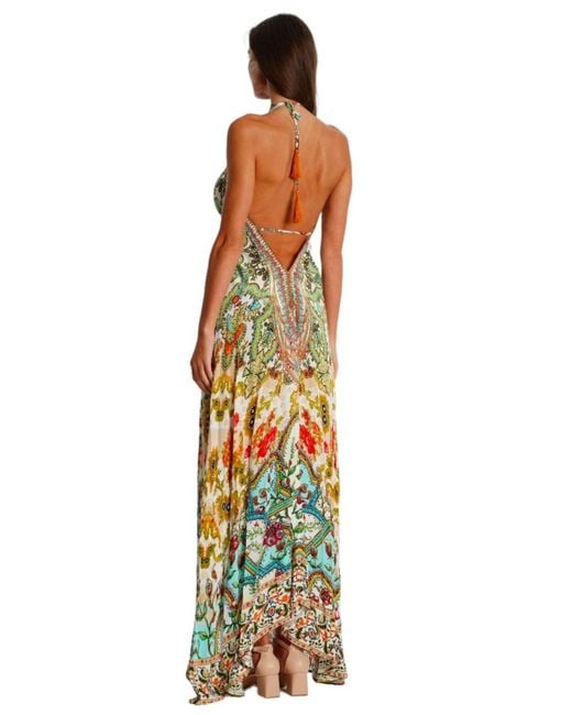 La Moda Clothing Maxi Agatha Halterneck Dress in Metallic | Lyst