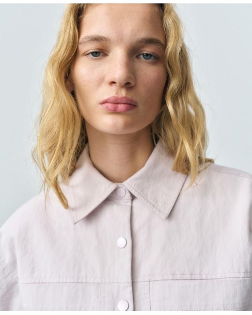 Mango Gathered Denim Jacket in Gray | Lyst