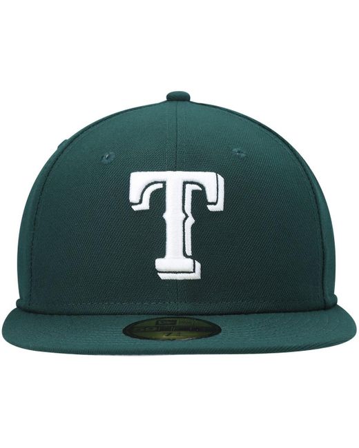 KTZ Texas Rangers White Logo 59fifty Fitted Hat in Green for Men | Lyst
