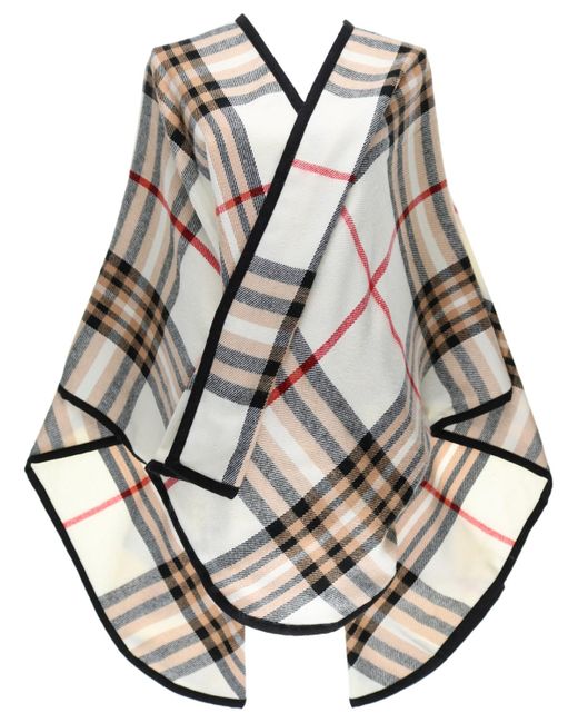 Fraas Solid Border Plaid Rounded Edge Wrap in White | Lyst