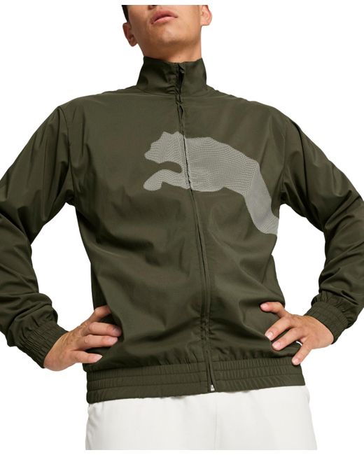 PUMA Train All Day Big Cat Woven Logo Jacket in Green for Men | Lyst