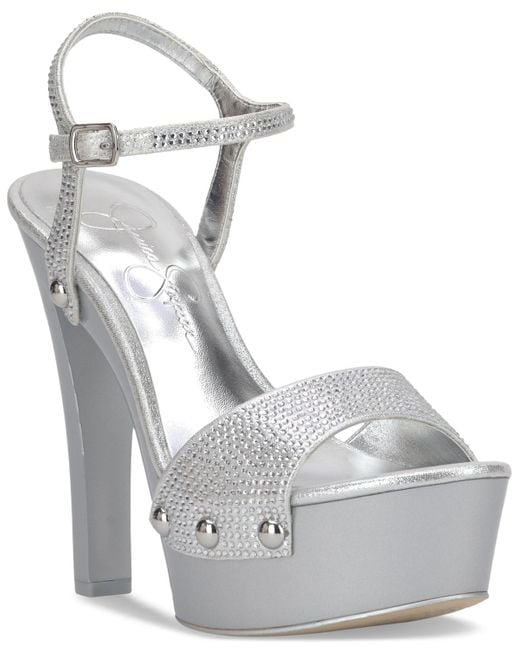 Jessica Simpson Calenta Platform Dress Sandals in Metallic | Lyst