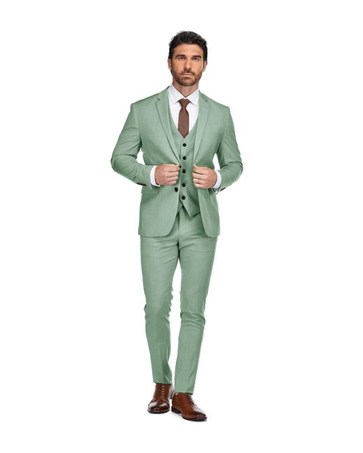 Gino Vitale Skinny Fit 3-piece Suit in Green for Men | Lyst