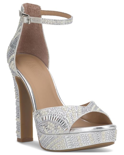 INC International Concepts Ninel Platform Sandals in Metallic | Lyst