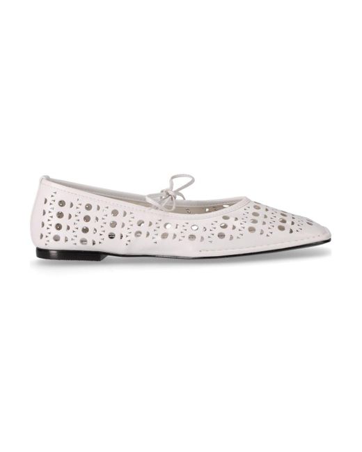 Alohas Sway Slit White Leather Ballet Flats | Lyst
