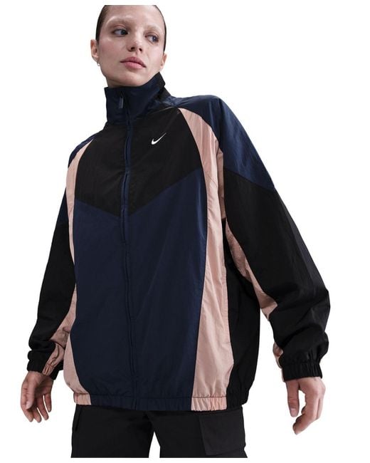 Nike Sportswear Colorblocked Oversized Track Jacket in Blue | Lyst