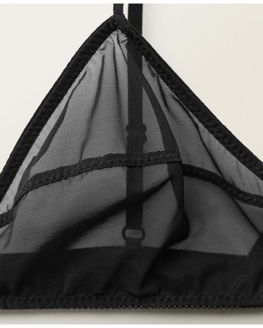 Mango Seam Detail Semi-transparent Bra in Black | Lyst