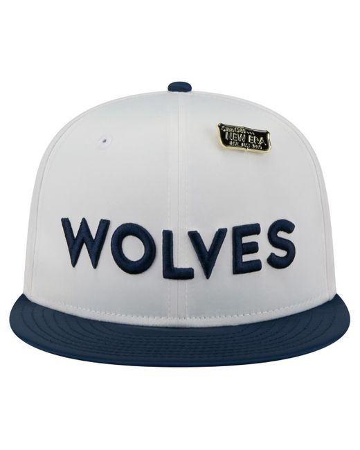 KTZ White/navy Minnesota Timberwolves Throwback Satin Vintage Pin Two ...