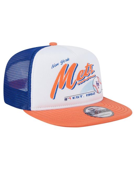 KTZ White/orange New York Mets Retro Script Trucker 9fifty Snapback Hat ...