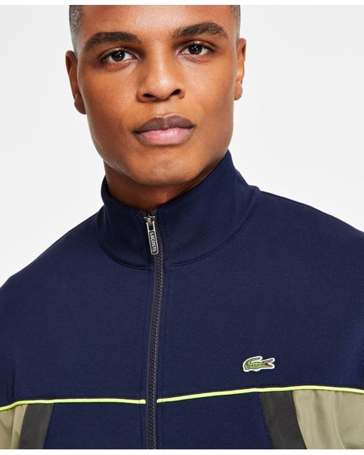 Lacoste Colorblocked Double Face Pique Zip-up Tracksuit Jacket in Blue ...