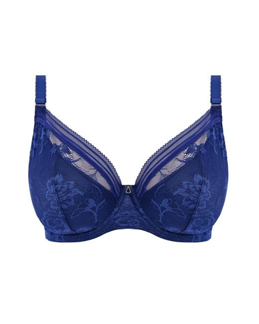 Fantasie Fantaise Fusion Lace Underwire Padded Plunge Bra in Blue | Lyst