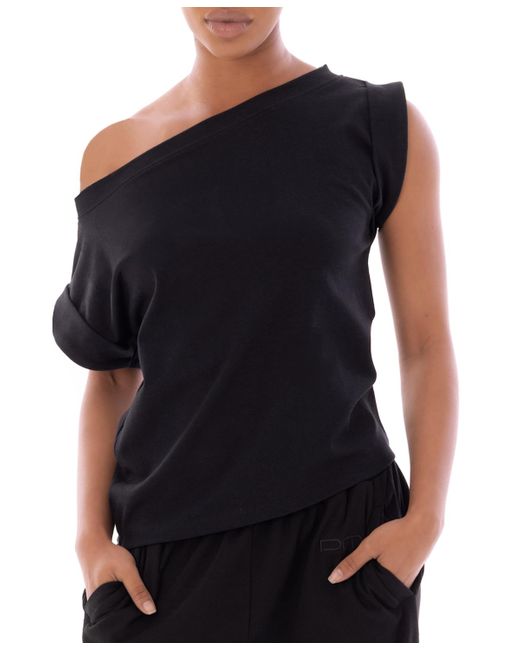 DAI MODA Femi Off Shoulder Top in Black | Lyst