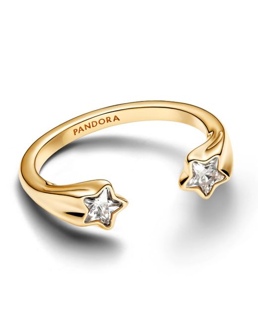 PANDORA Plated Shooting Stars Open Ring in Metallic | Lyst